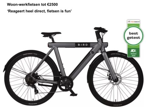 Bird Bike Ranked Best Commuter E-Bike Under 2,500€ in the Netherlands